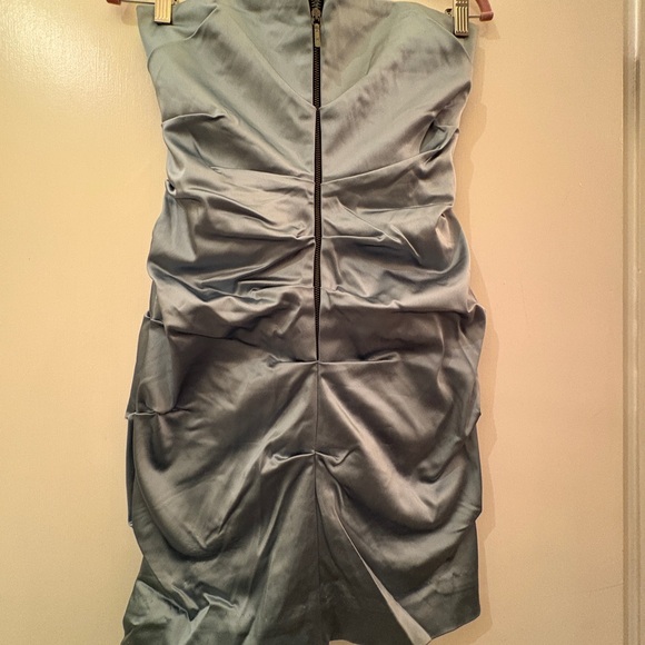 Nicole Miller | Dresses | Nicole Miller Silver Strapless Ruched Bodycon ...